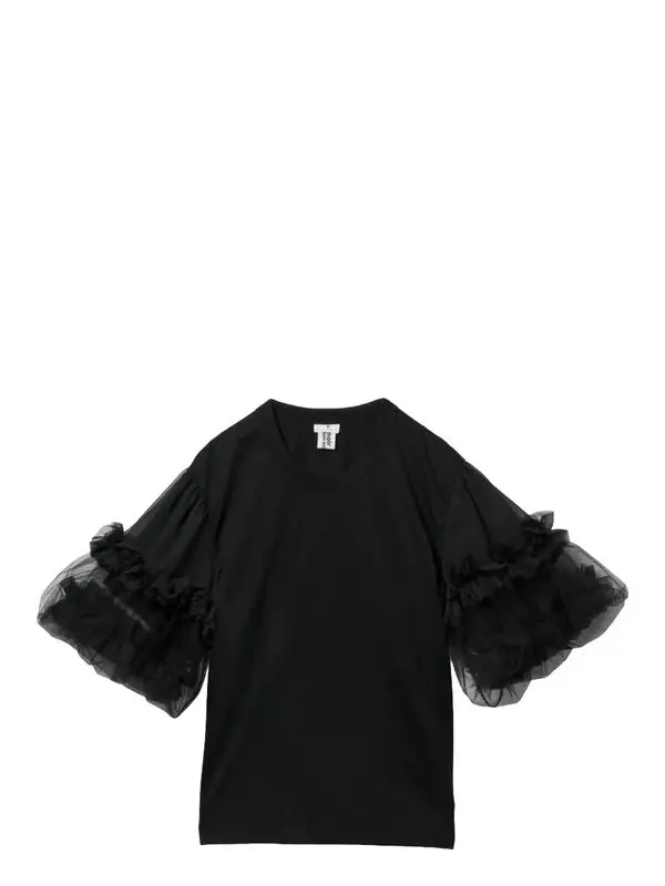 Noir Kei Ninomiya Tulle-sleeves Top - Black