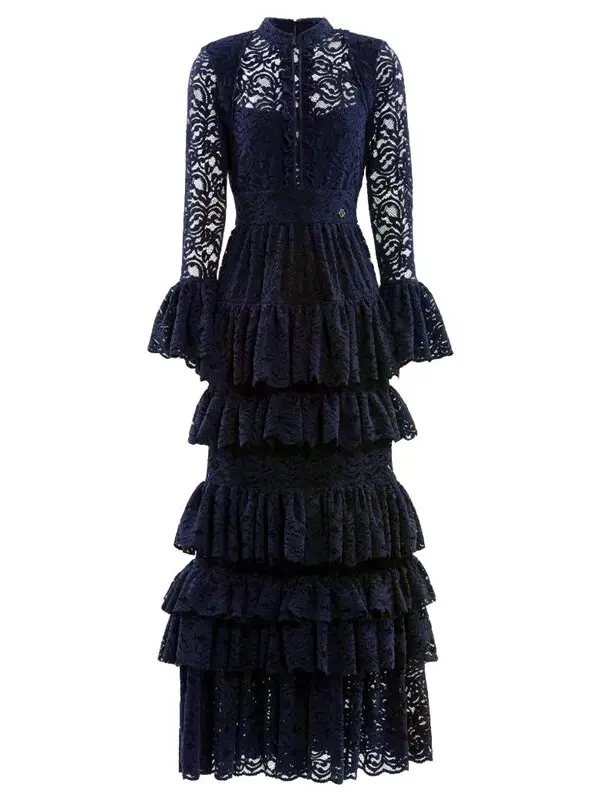 SAIID KOBEISY Ruffled Lace Dress - Blue
