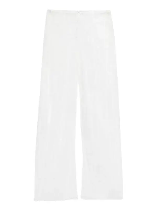 Oseree Lace Drawstring Palazzo Pants - White