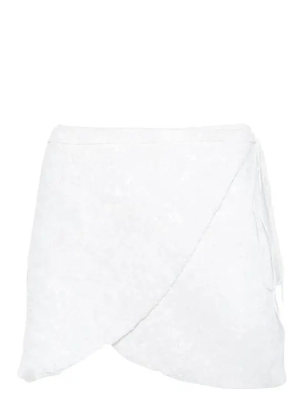Oseree Sequin-embellished Wrap Mini Skirt - White