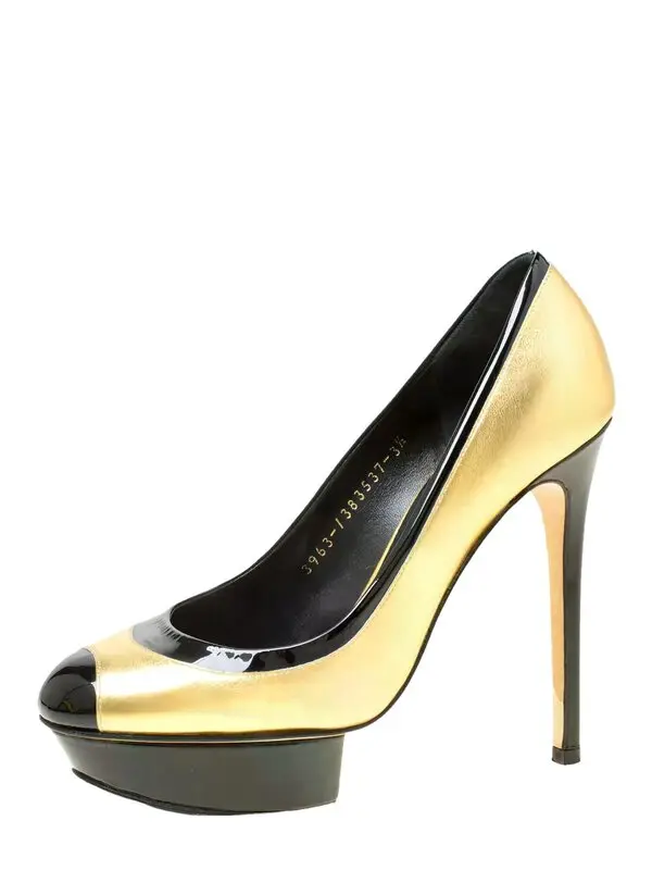 GINA 125mm Leather Heeled Pumps - Gold