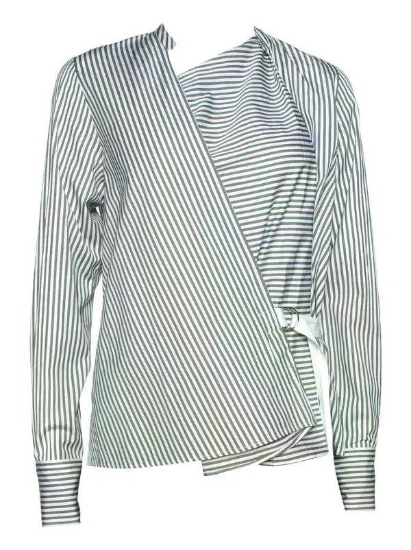 JOSEPH Striped Wrap Shirt - Grey