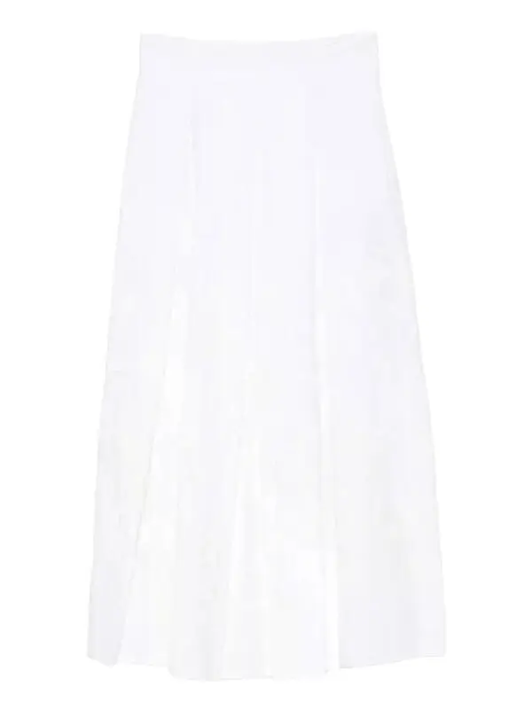 Eleventy Floral-embroidered Pleated Midi Skirt - White