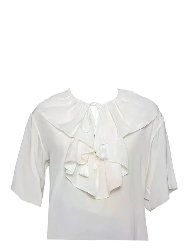 Chloé Ruffled Silk Blouse - White