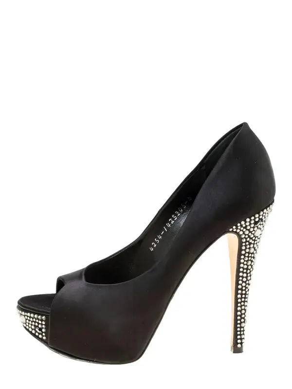 GINA 125mm Crystal-embellished Pumps - Black