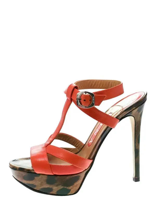 GINA Leopard Print Platform Sandals - Orange