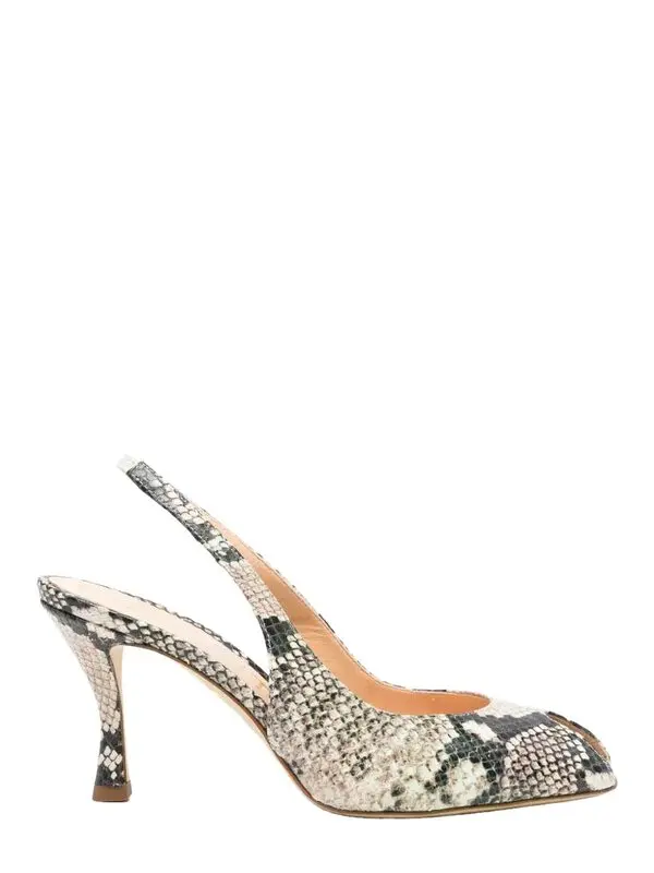 CHANTAL Snakeskin-effect Peep-toe Slingback Sandals - Neutrals