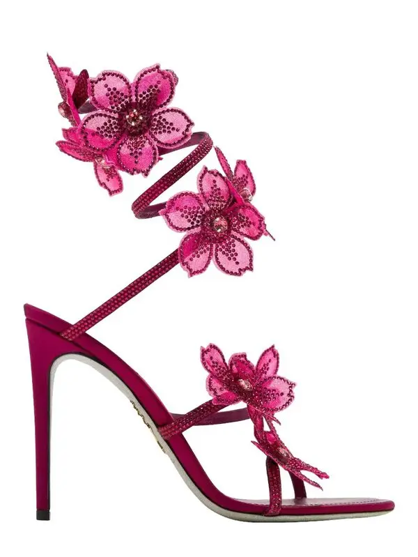 Rene Caovilla Flower-embellished Stiletto Sandals - Pink