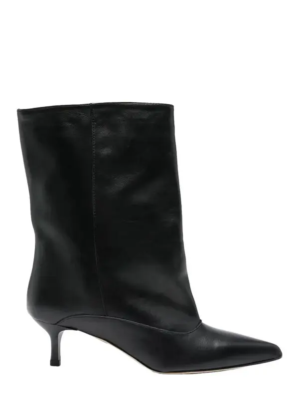 GISEL MOIRE Dana Pointed-toe Kitten-heel Boots - Black