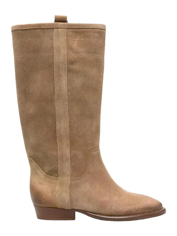 GISEL MOIRE Gabon Suede Boots - Neutrals