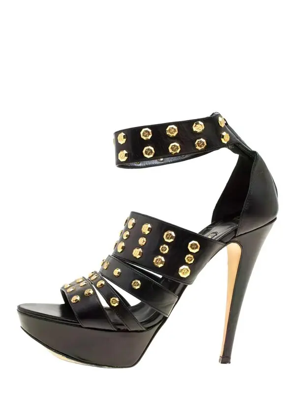 GINA 130mm Studded Platform Sandals - Black