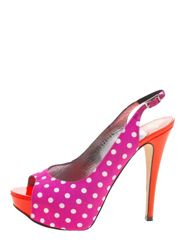 GINA 130mm Polka Dot Slingback Sandals - Purple