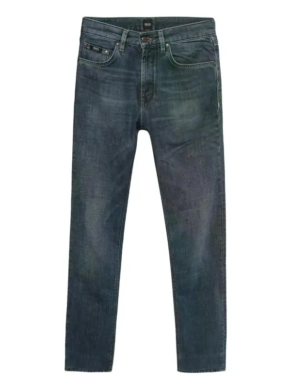 BOSS Whiskering-effect Straight Leg Jeans - Blue