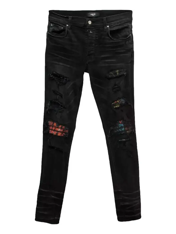 Amiri Distressed-effect Patchwork Jeans - Black