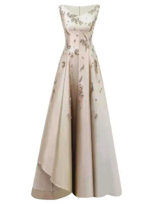 GEMY MAALOUF Beaded Asymmetrical Dress - Neutrals