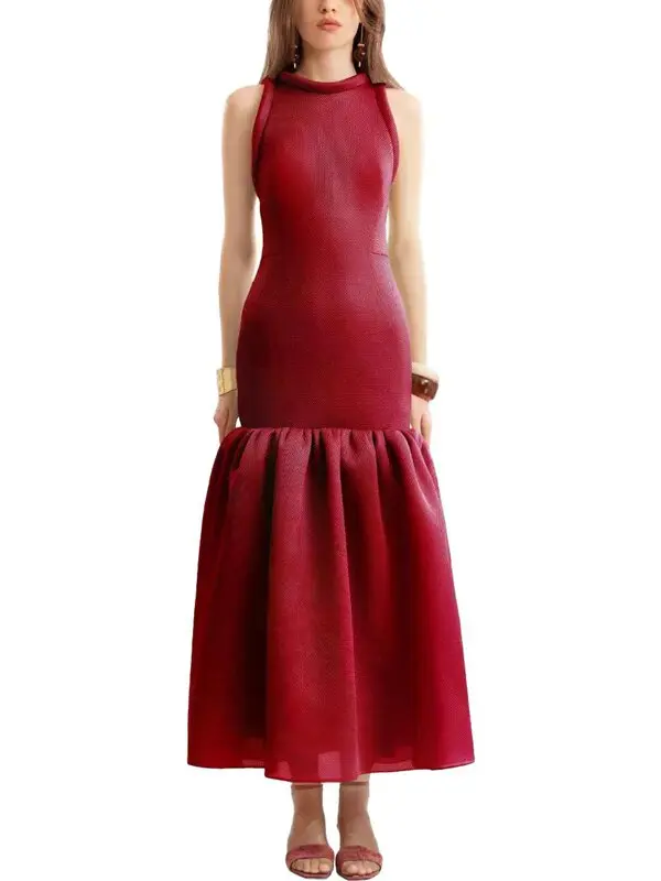 GEMY MAALOUF Sleeveless Midi Dress - Red