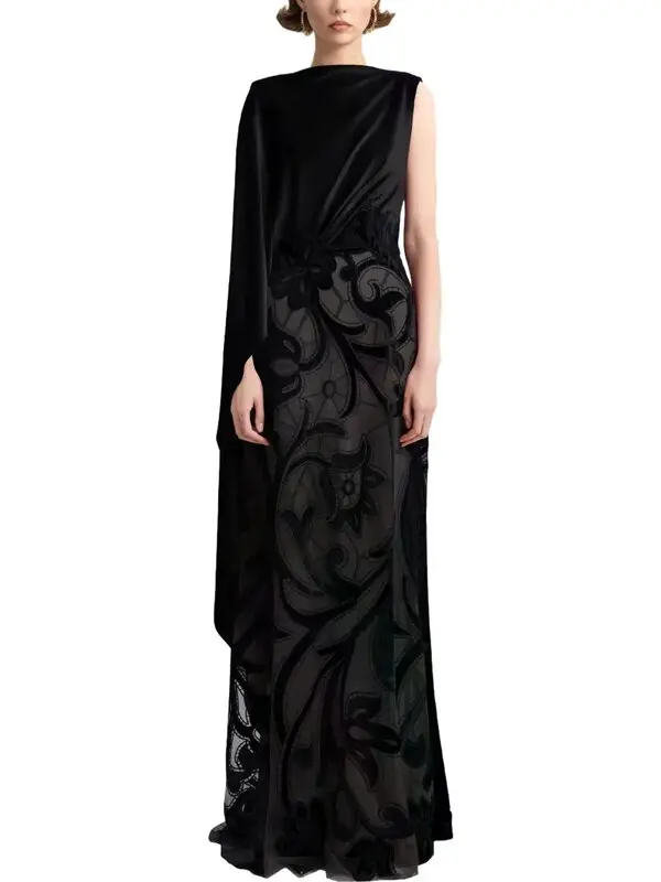 GEMY MAALOUF Embroidered Maxi Dress - Black