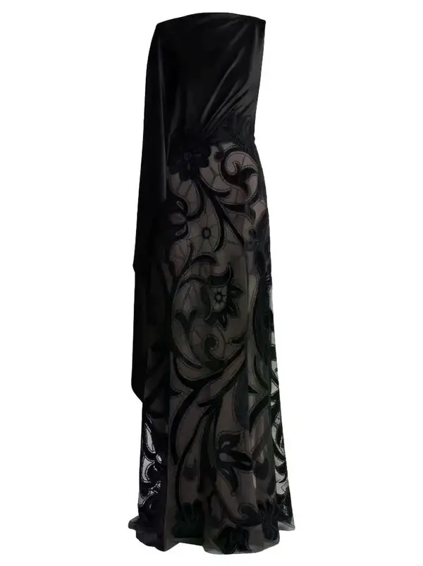 GEMY MAALOUF Embroidered Maxi Dress - Black