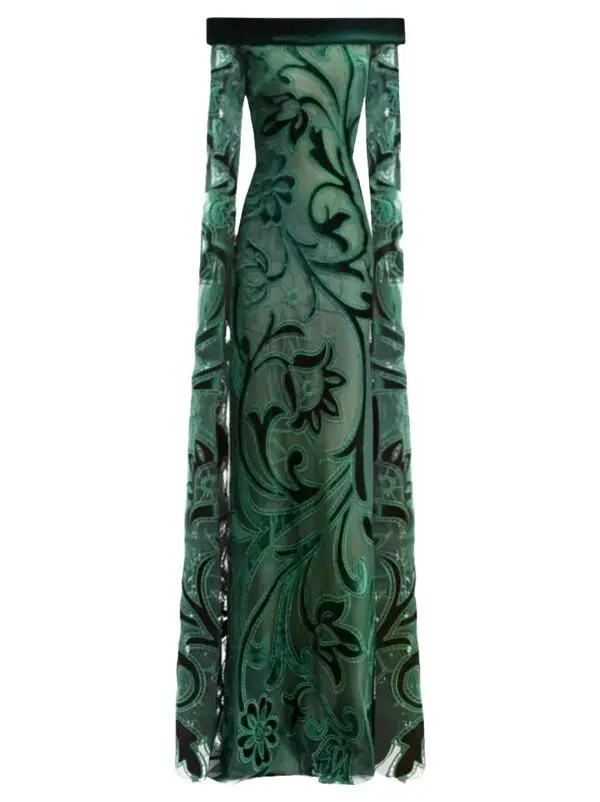 GEMY MAALOUF Off-shoulder Maxi Dress - Green