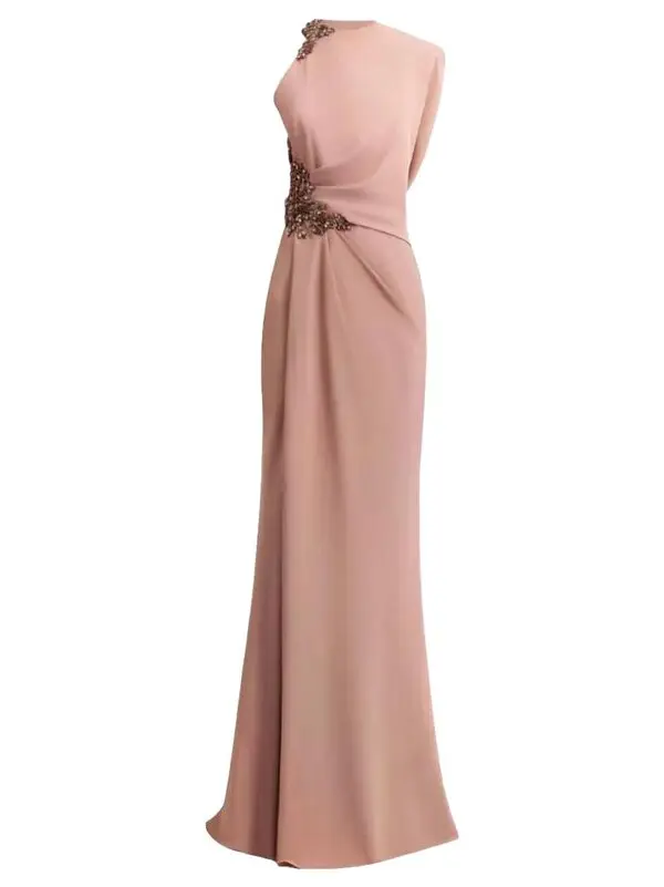 GEMY MAALOUF Asymmetrical-neckline Draped Maxi Dress - Pink