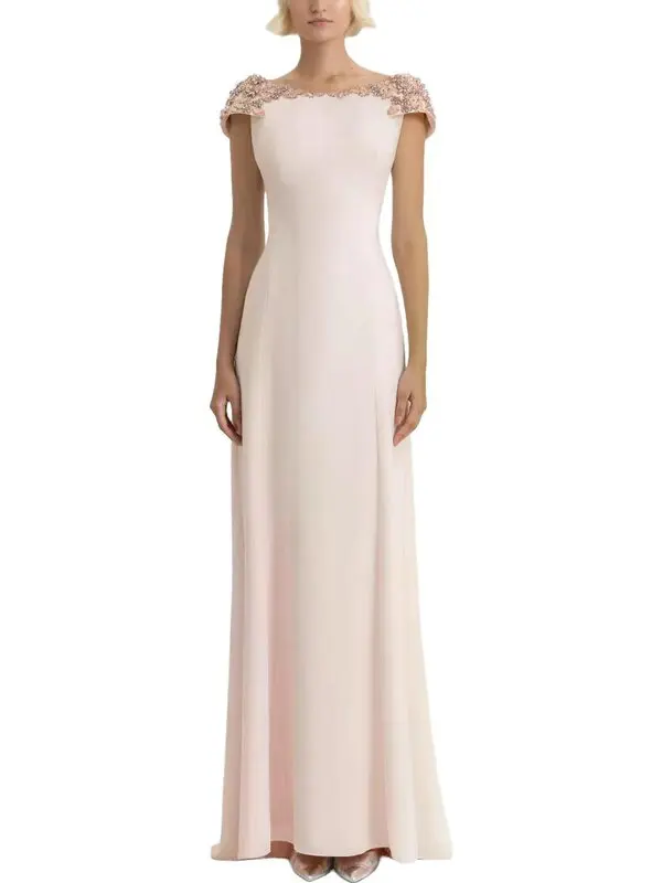 GEMY MAALOUF Beaded-shoulder Maxi Dress - Pink