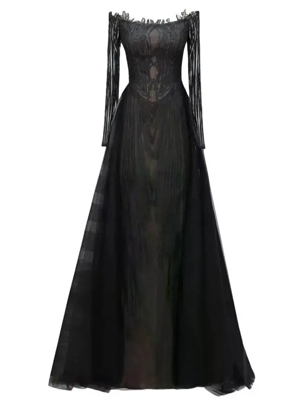 GEMY MAALOUF Off-shoulder Maxi Dress - Black