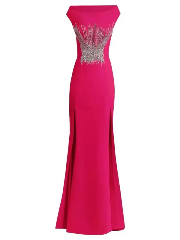 GEMY MAALOUF Embellished Bateau-collar Maxi Dress - Pink