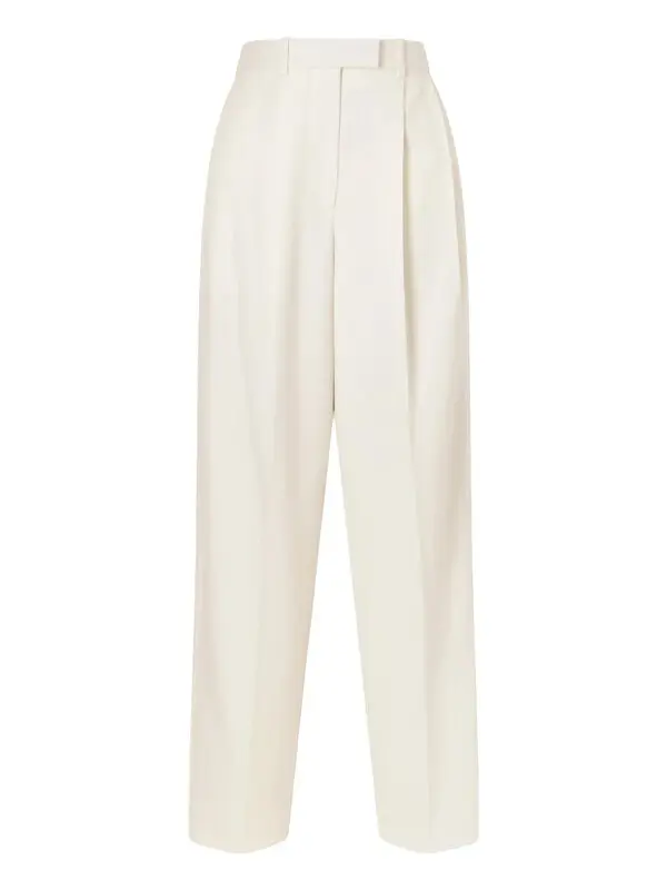 Givenchy Pleated Grain De Poudre Wool And Mohair-blend Wide-leg Pants - White