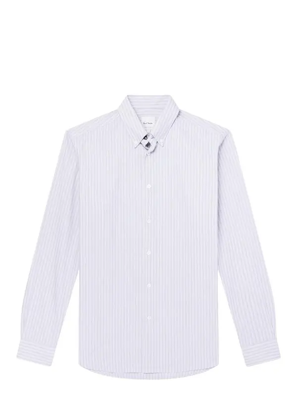 Paul Smith Button-down Collar Striped Cotton-poplin Shirt - Blue