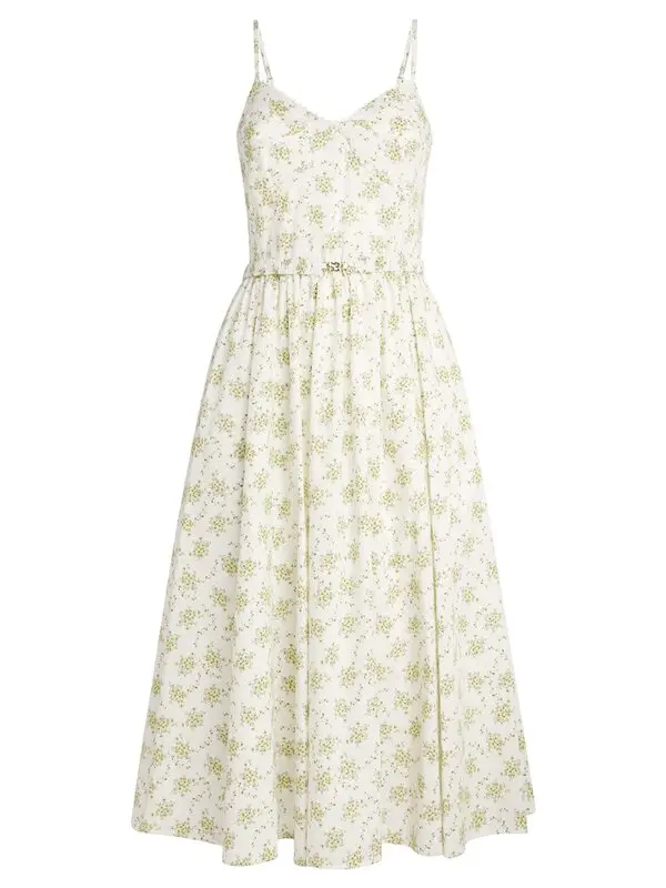 Sandro Floral Cotton Midi Dress - Beige
