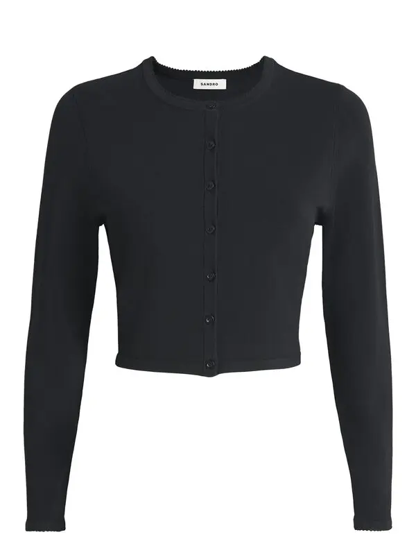 Sandro Cropped Buttoned Cardigan - Black