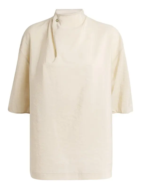 LEMAIRE Silk-blend High-neck Blouse - Nude