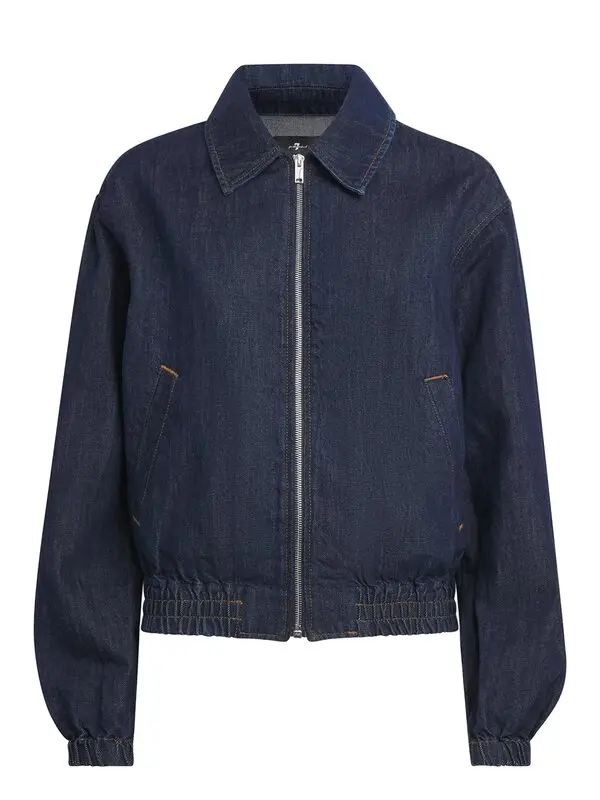 7 For All Mankind Cotton-linen Denim Jacket - Navy