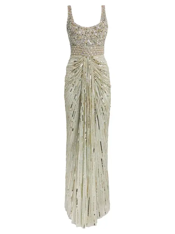 Jenny Packham Embellished Elixir Gown - Green