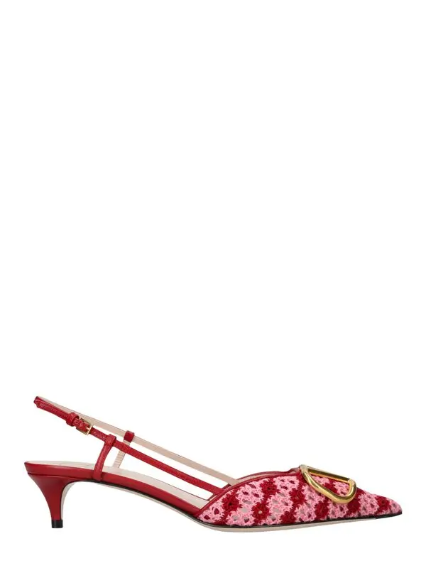 Valentino Garavani Crochet Vlogo Signature Slingback Pumps - Pink