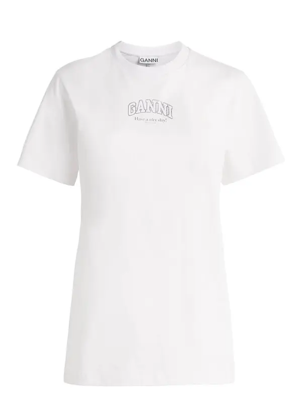 GANNI Cotton Logo T-shirt - White