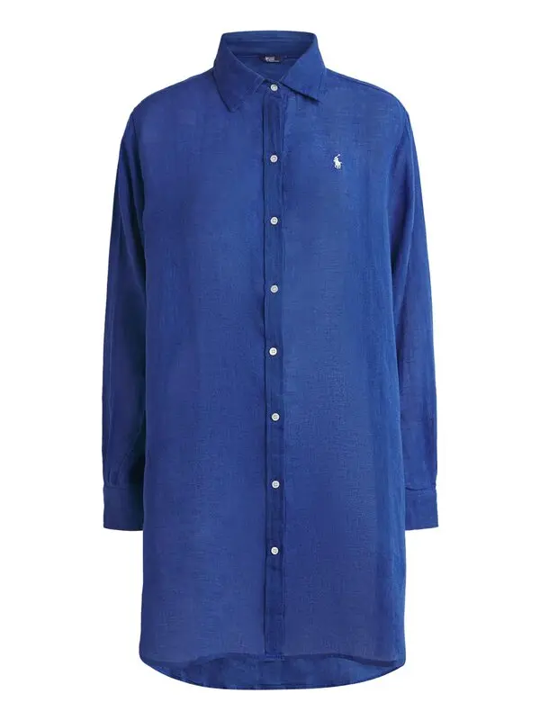 Polo Ralph Lauren Organic Cotton-linen Boyfriend Shirt - Blue