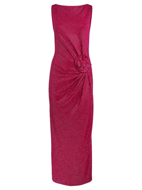 Roland Mouret Diamanté Floral Appliqué Maxi Dress - Pink