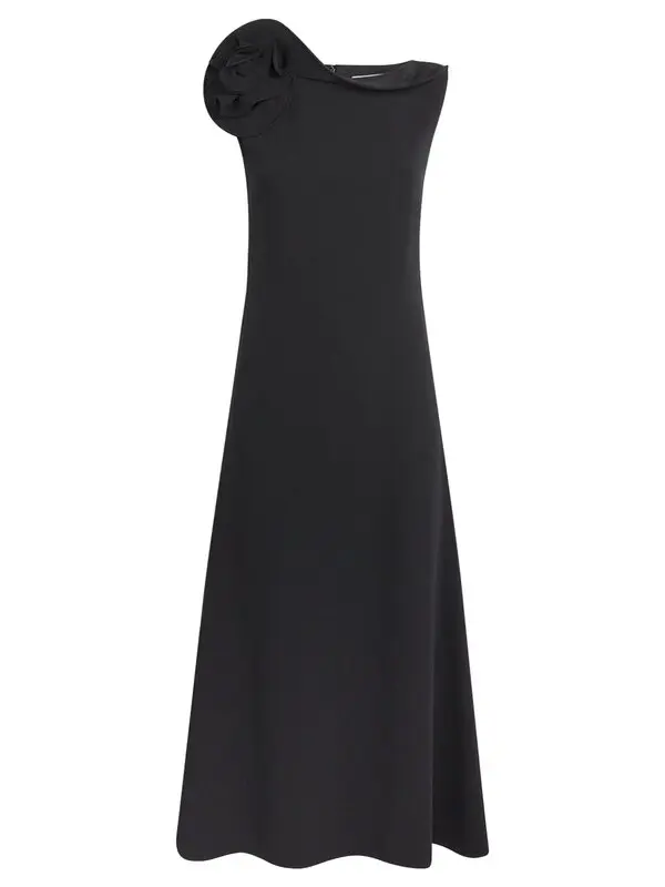 Roland Mouret Rose Appliqué Midi Dress - Black