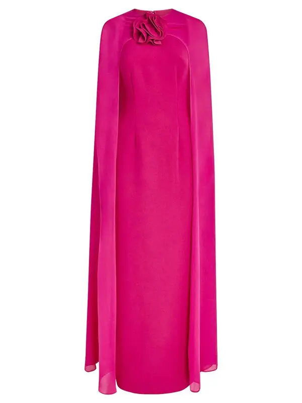 Roland Mouret Rose Appliqué Cape-detail Gown - Pink