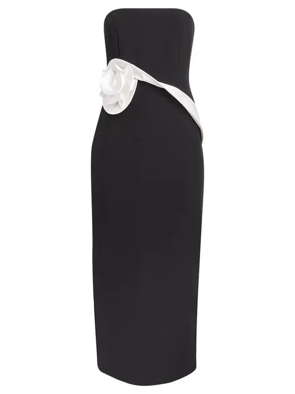 Roland Mouret Flower Appliqué Midi Dress - Black