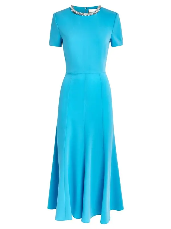 Roland Mouret Pearl-neck Midi Dress - Blue