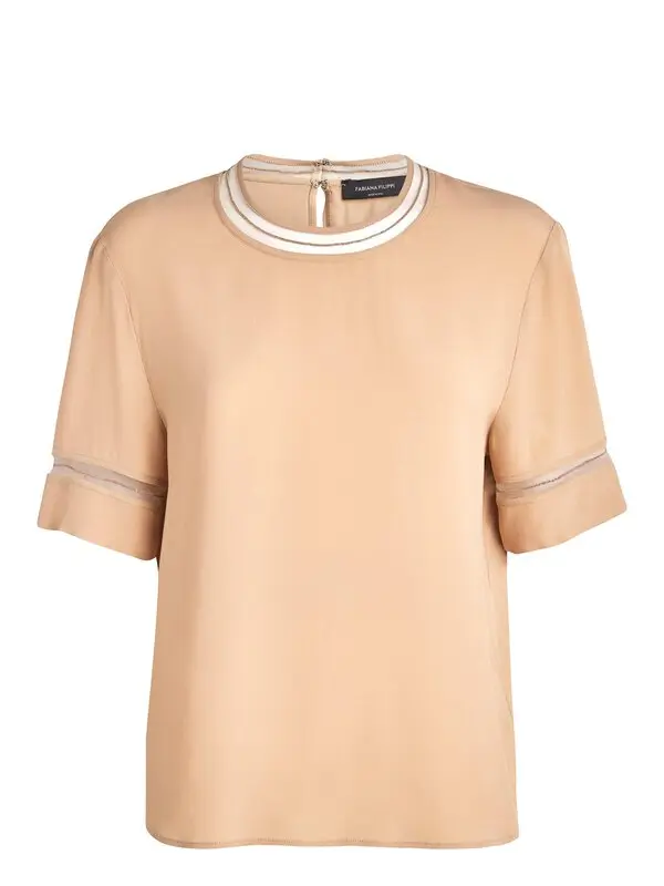 Fabiana Filippi Embellished Crepe Blouse - Beige