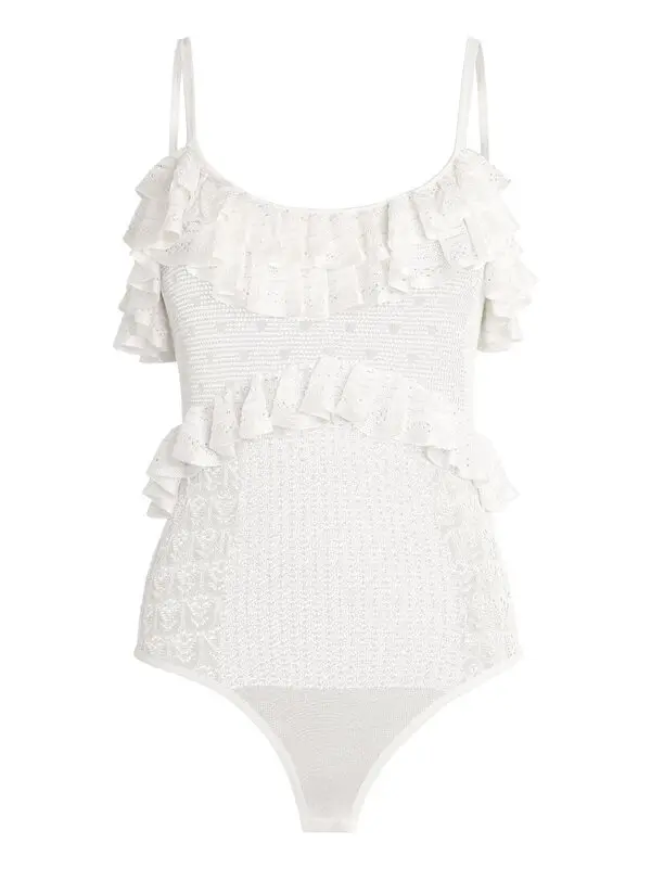 Ulla Johnson Knitted Ruffle Bania Bodysuit - Ivory