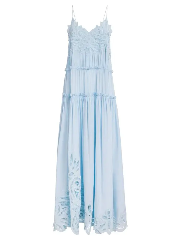 Ulla Johnson Silk Lace Filippa Maxi Dress - Blue