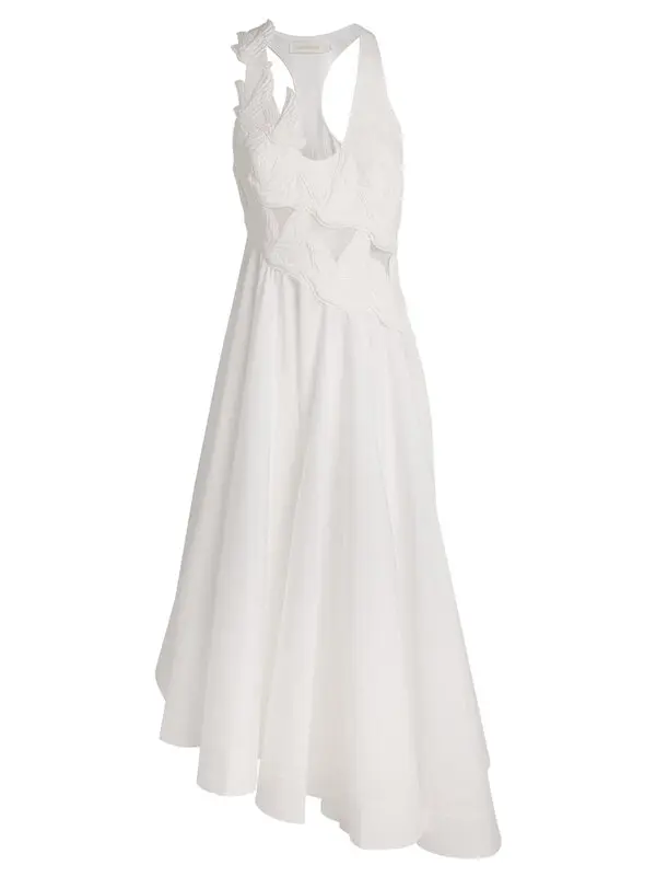Zimmermann Cotton Appliqué Luna Midi Dress - Ivory