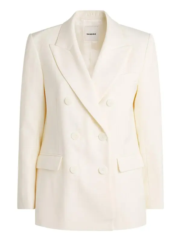 Sandro Double-breasted Blazer - Beige