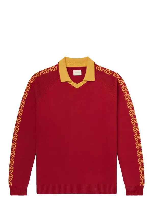Aimé Leon Dore Ribbed Cotton Polo Sweater - Red