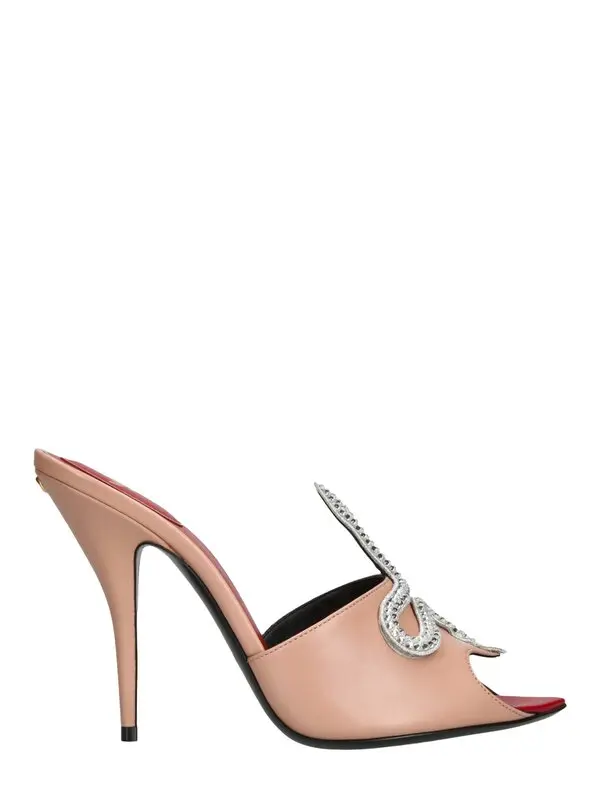 Valentino Garavani Leather Vipere Coeur Heeled Mules 105 - Pink