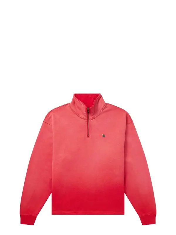Aimé Leon Dore Logo-embroidered Half-zip Cotton Sweatshirt - Red